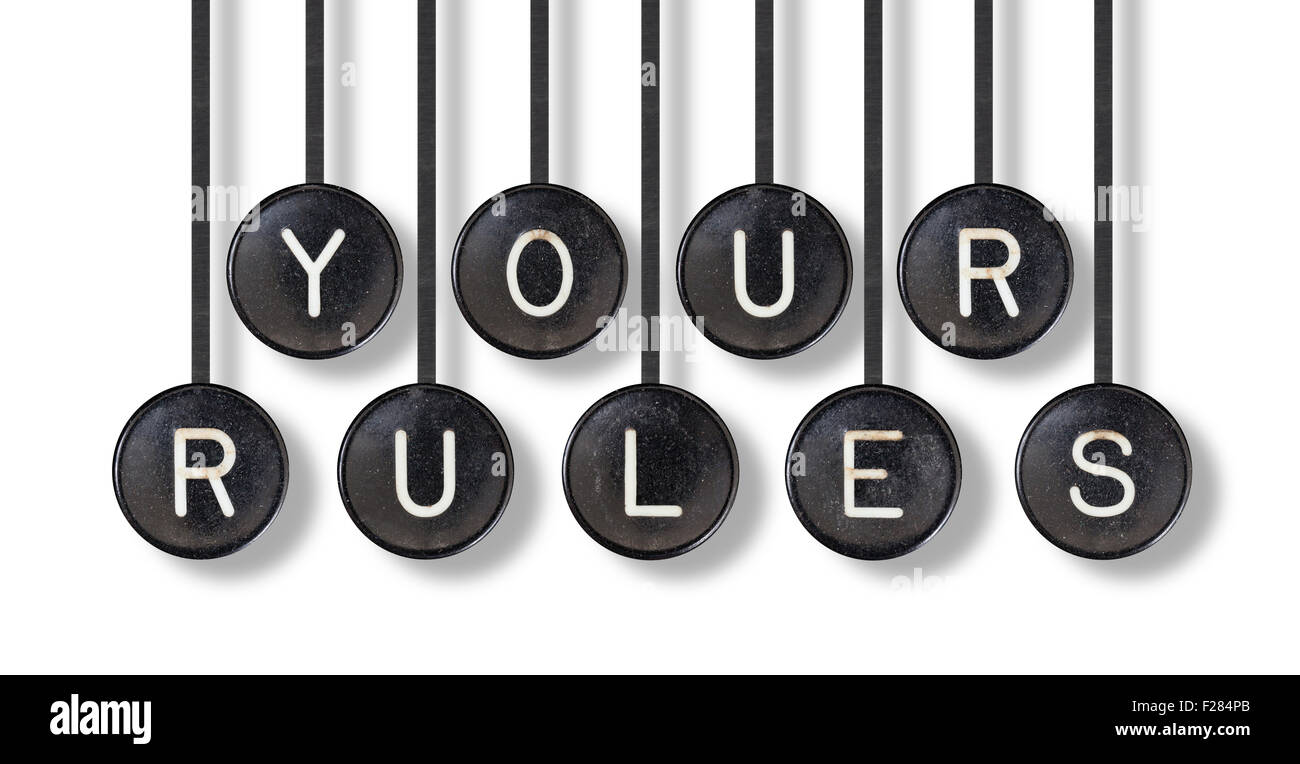 Typewriter buttons, isolated on white background - Your rules Stock ...