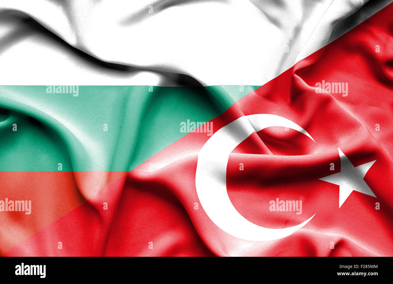Waving flag of Turkey and Bulgaria Stock Photo - Alamy