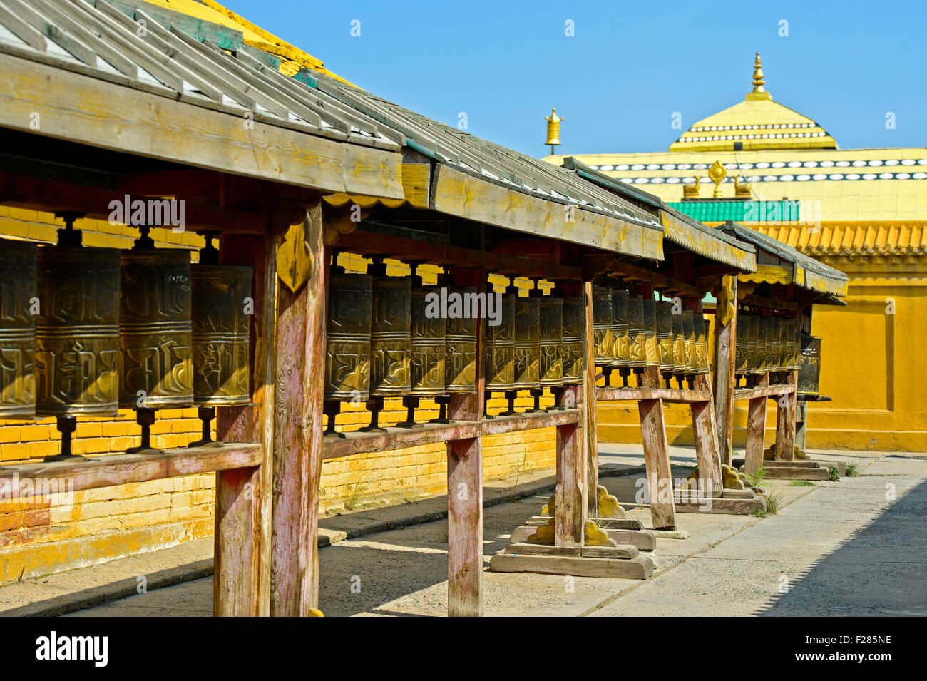 Prayer mills in the Buddhist Gandan Monastery, Ulaanbaatar, Mongolia ...