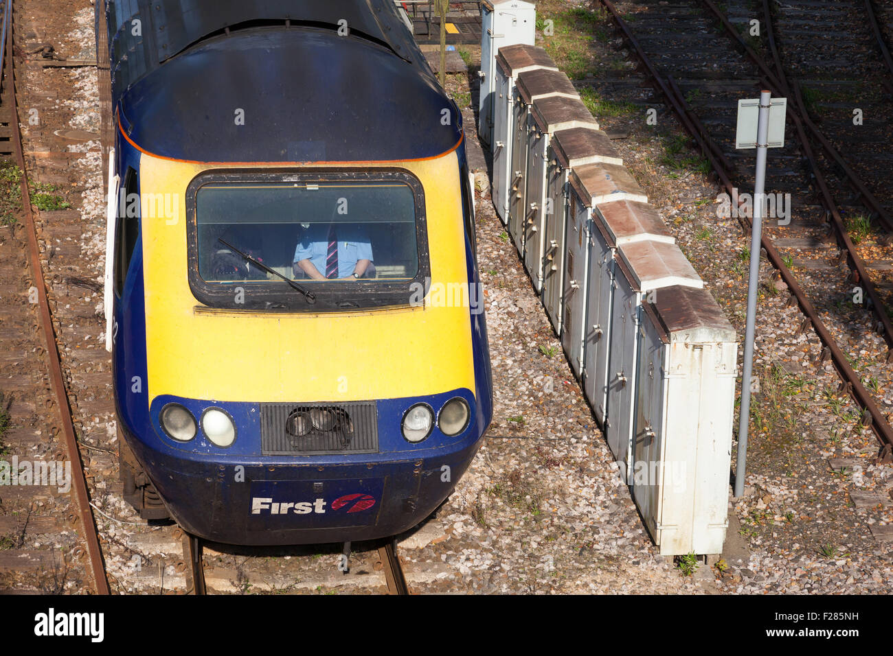 A First Great Western Train in St Austell train station, Cornwall ...