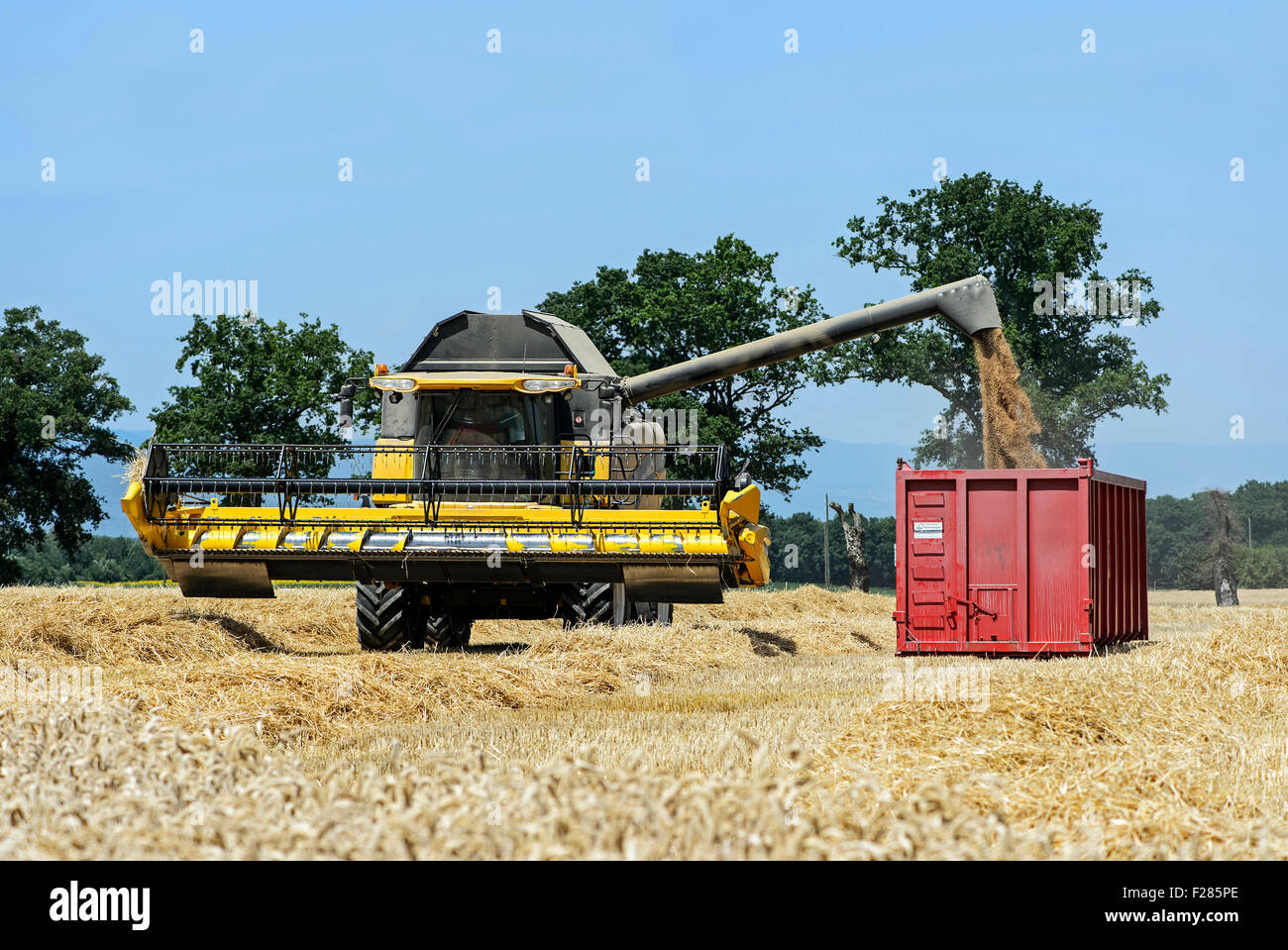 Combine Harvester New Holland CX8080 unloading winter wheat, Canton ...