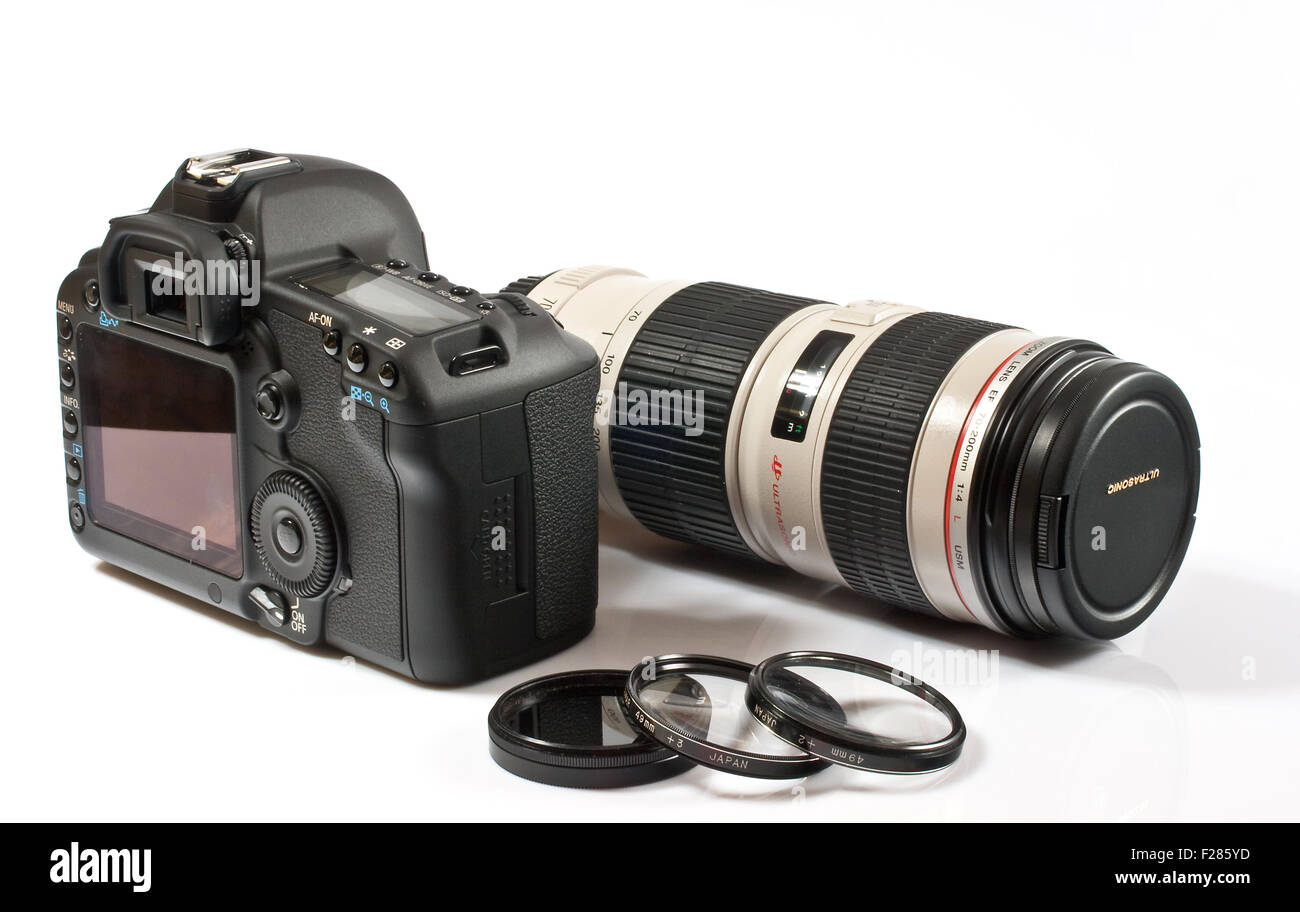 Digital SLR camera isolated on white background Stock Photo - Alamy