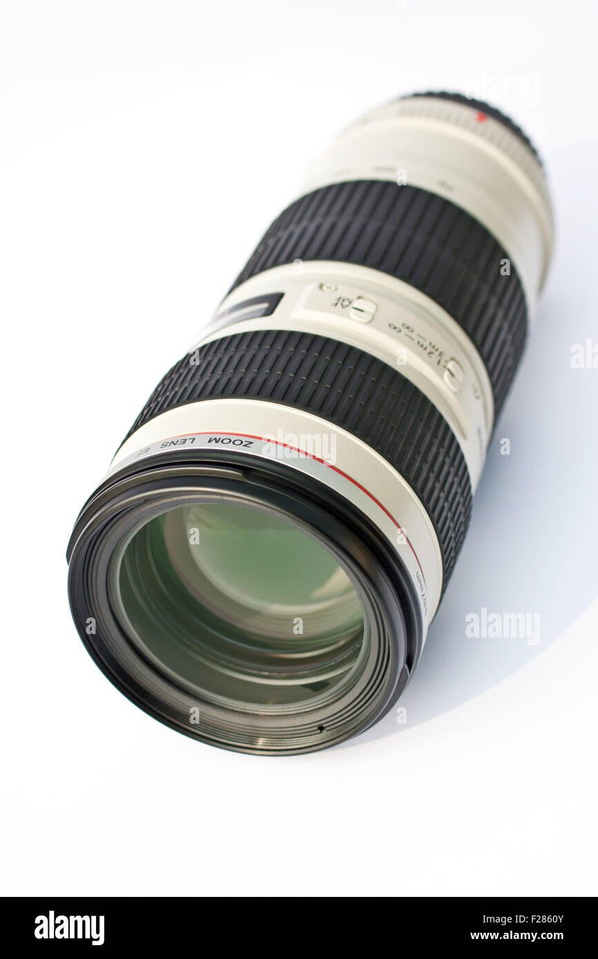 White Camera lens on the white background Stock Photo - Alamy
