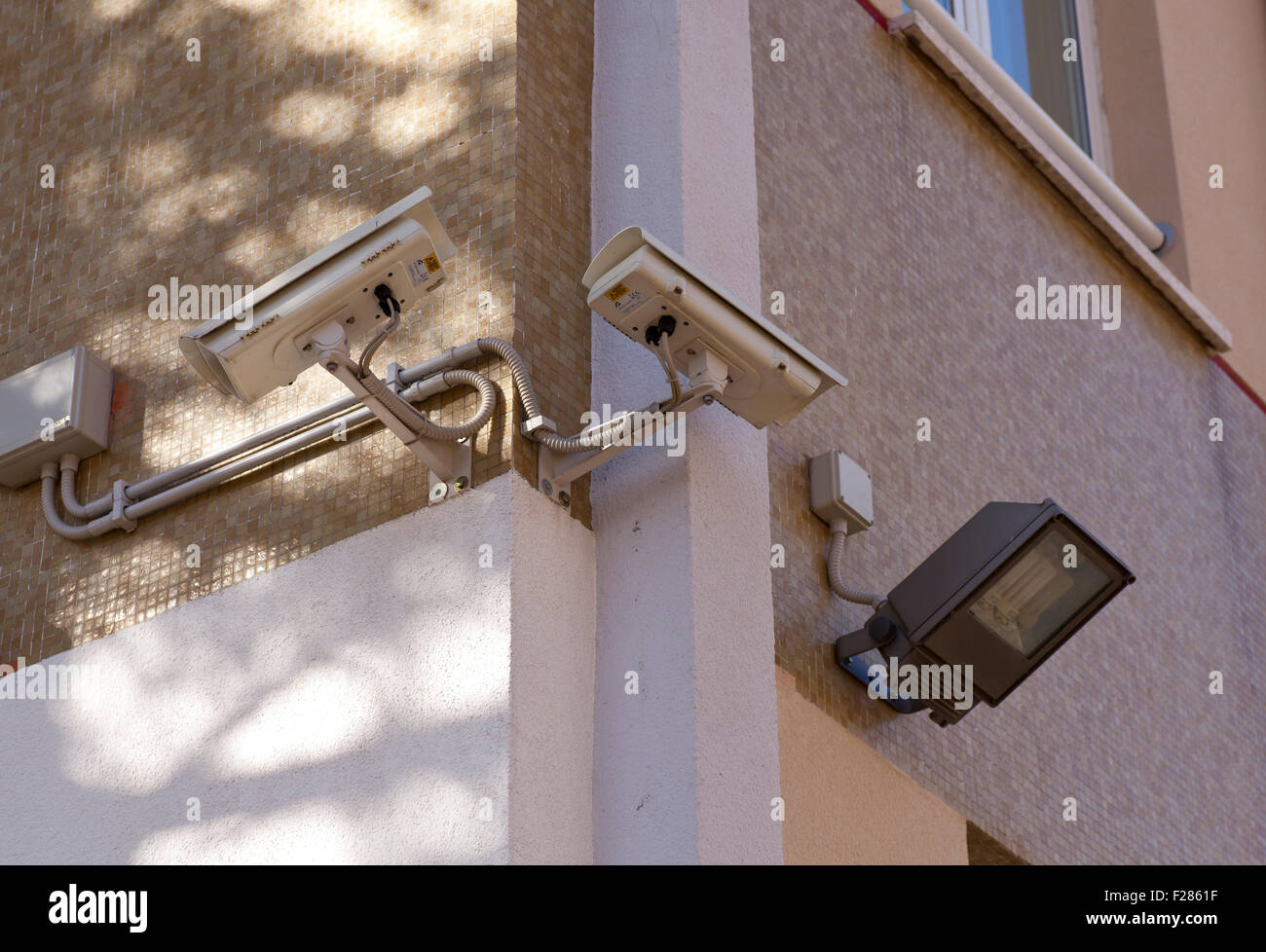Surveillance camera on the wall Stock Photo - Alamy