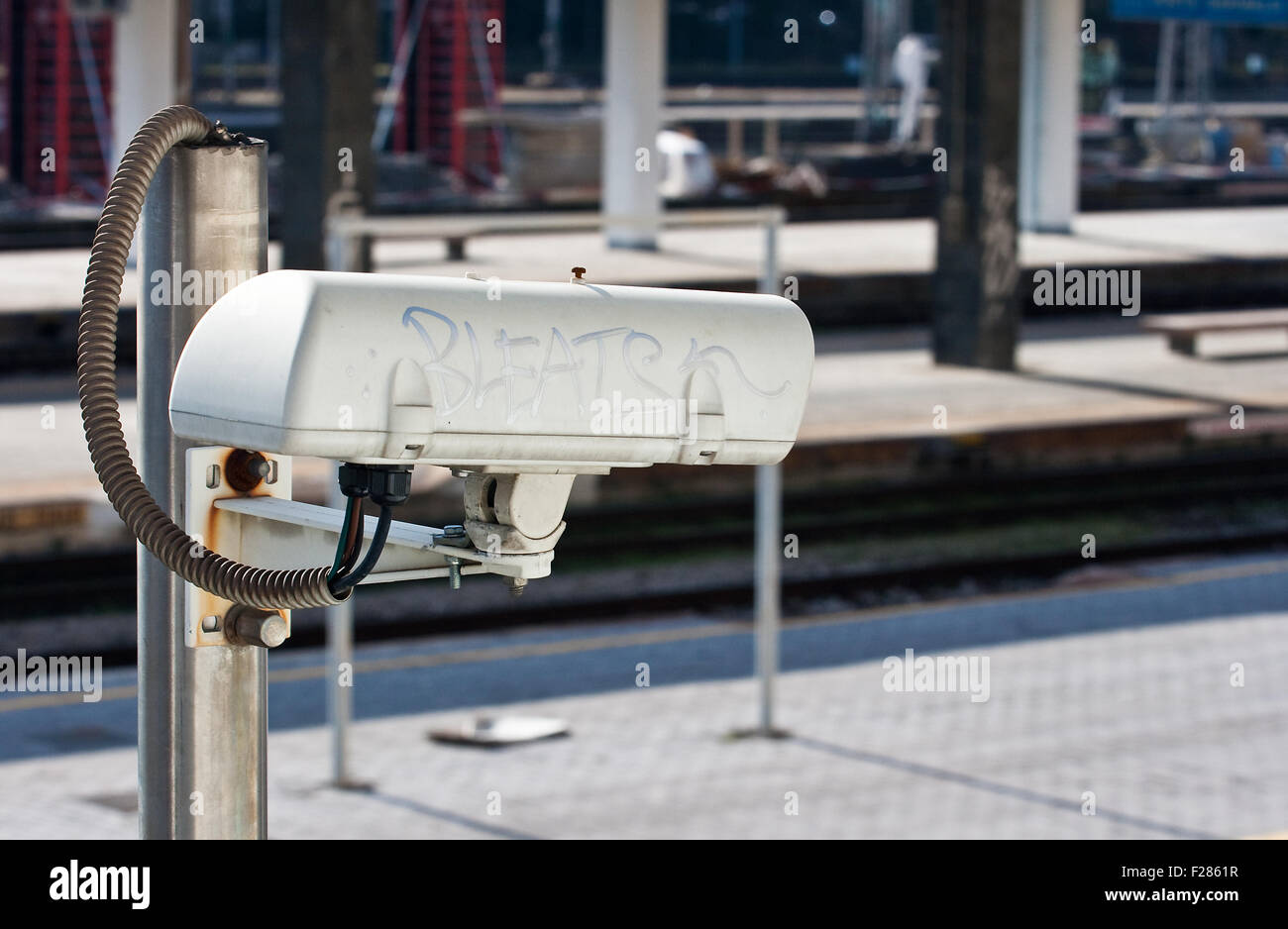 Surveillance camera in the railroad station Stock Photo - Alamy