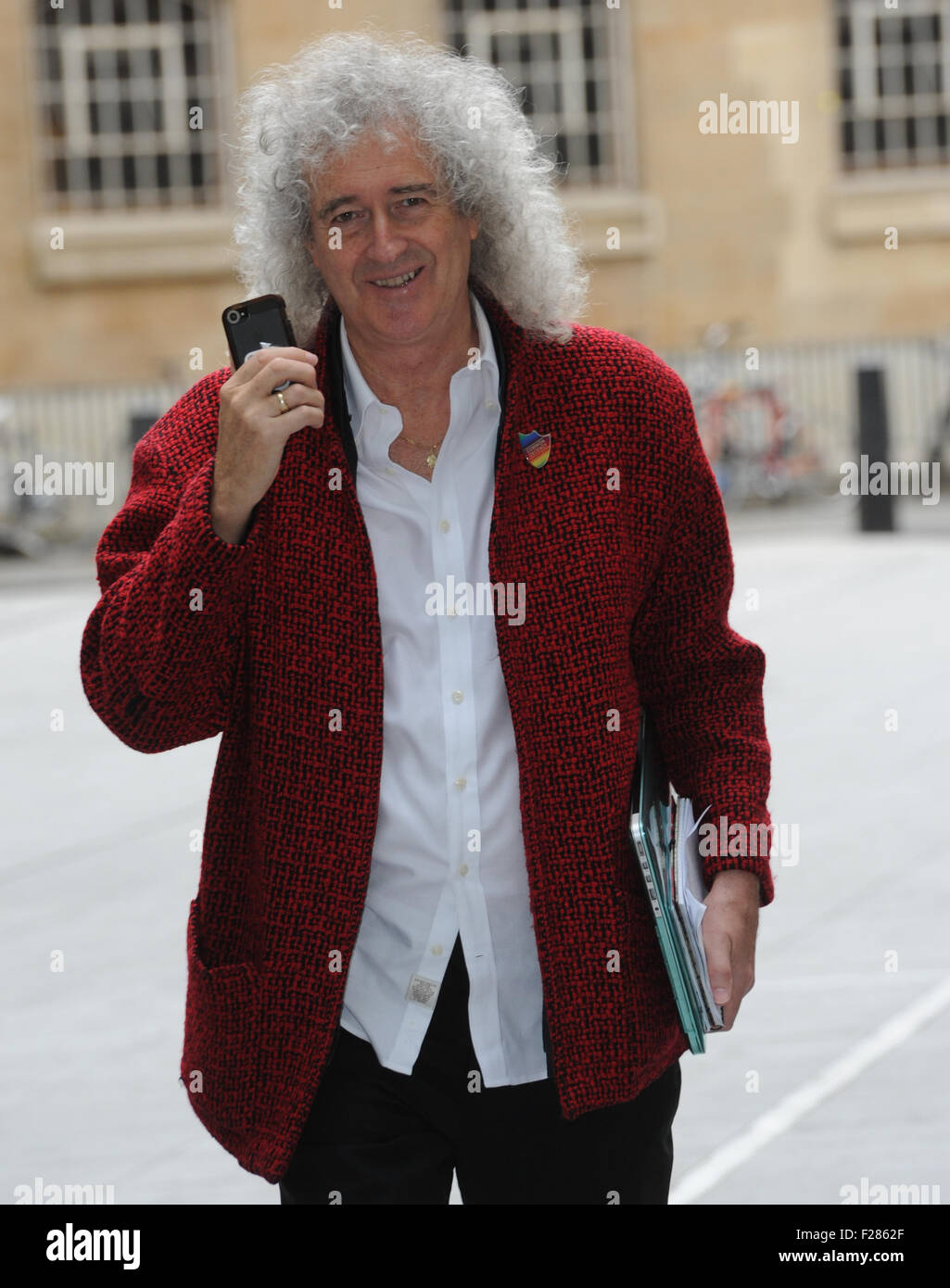 Brian May seen out in London at BBC Studios in London talk about Fox ...