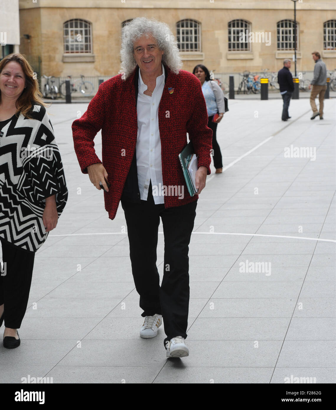 Brian May seen out in London at BBC Studios in London talk about Fox ...