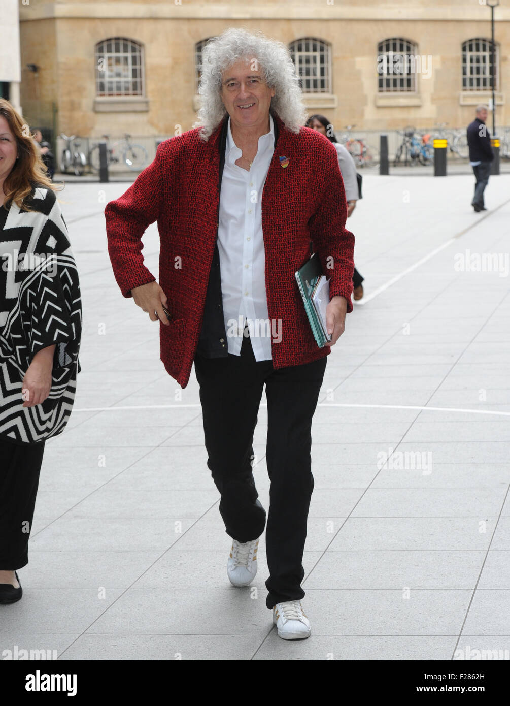 Brian May seen out in London at BBC Studios in London talk about Fox ...