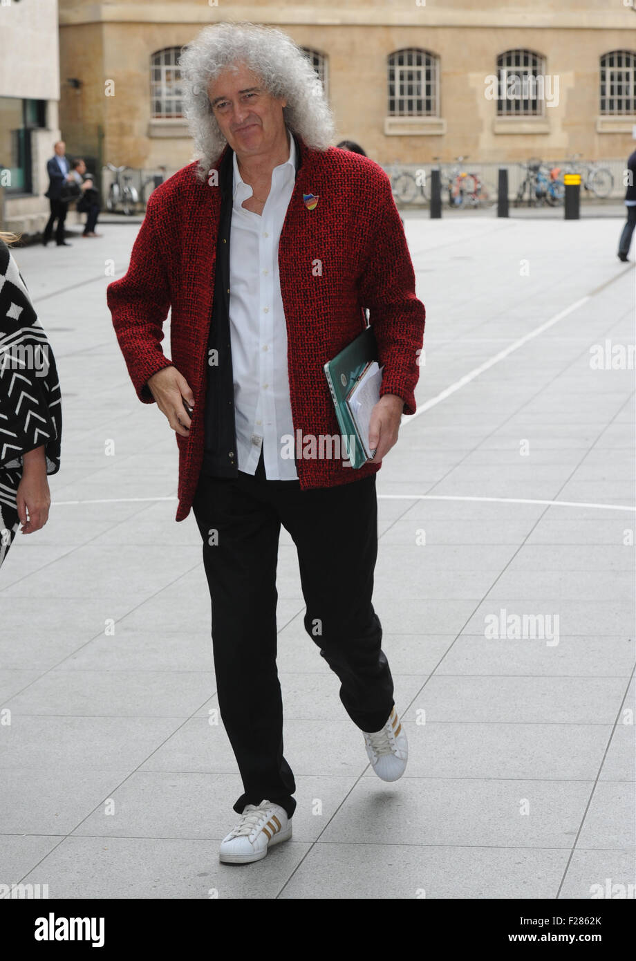 Brian May seen out in London at BBC Studios in London talk about Fox ...
