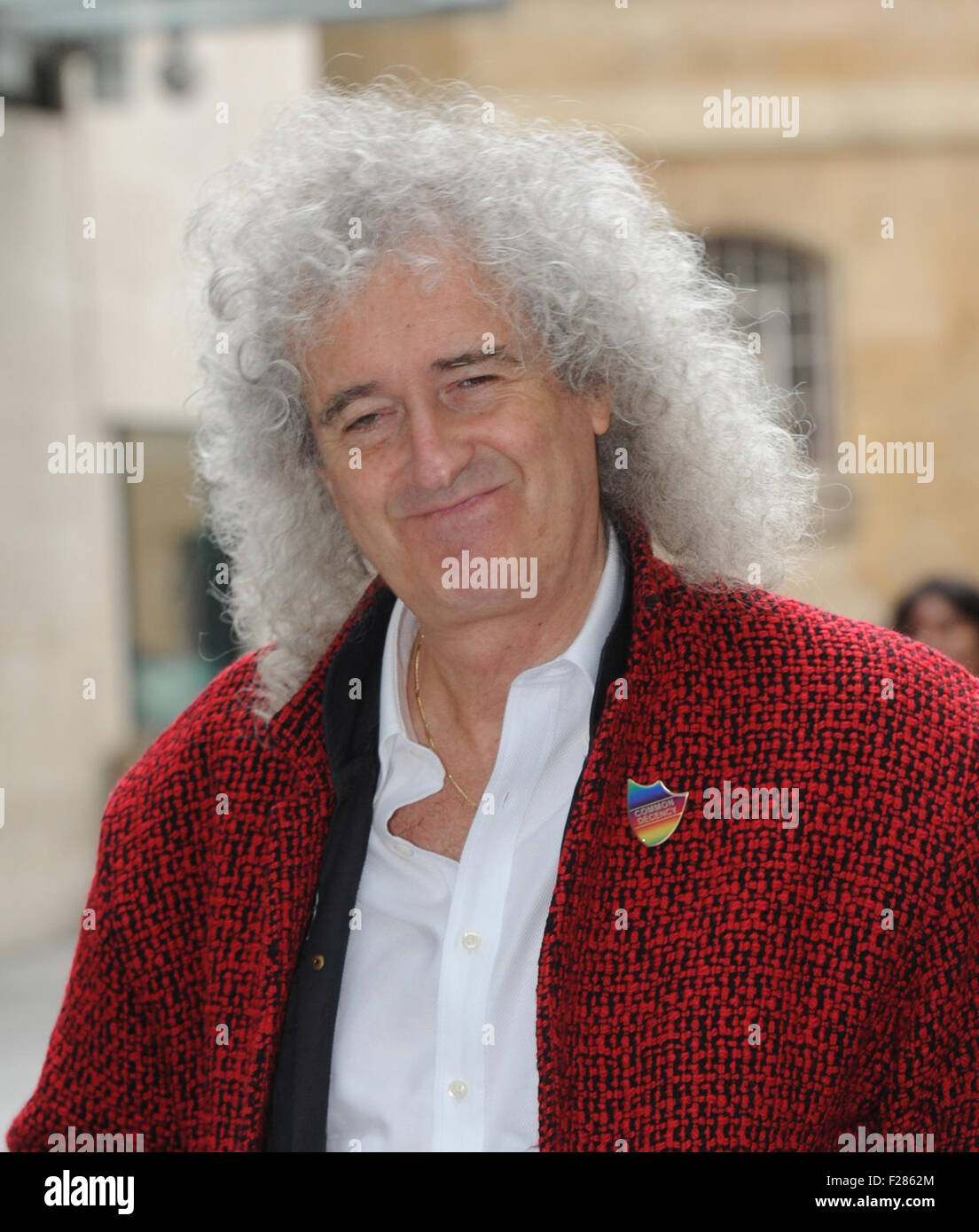 Brian May seen out in London at BBC Studios in London talk about Fox ...