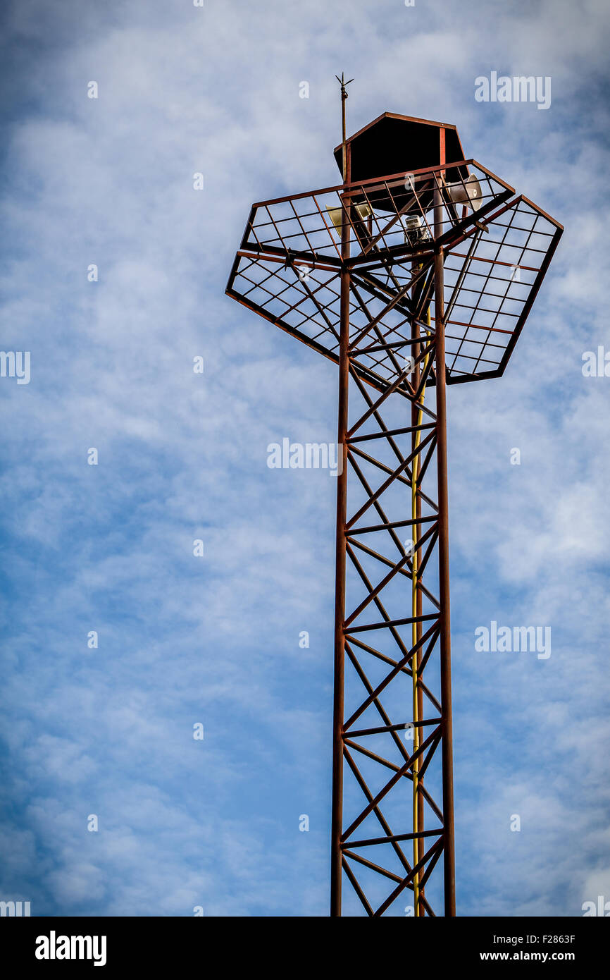 Speaker or megaphone on high tower for public announcement Stock Photo ...