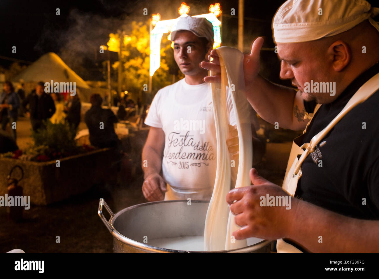 La Faraona Farm, Italy. 12th Sep, 2015. Mozzarella maker at the ...