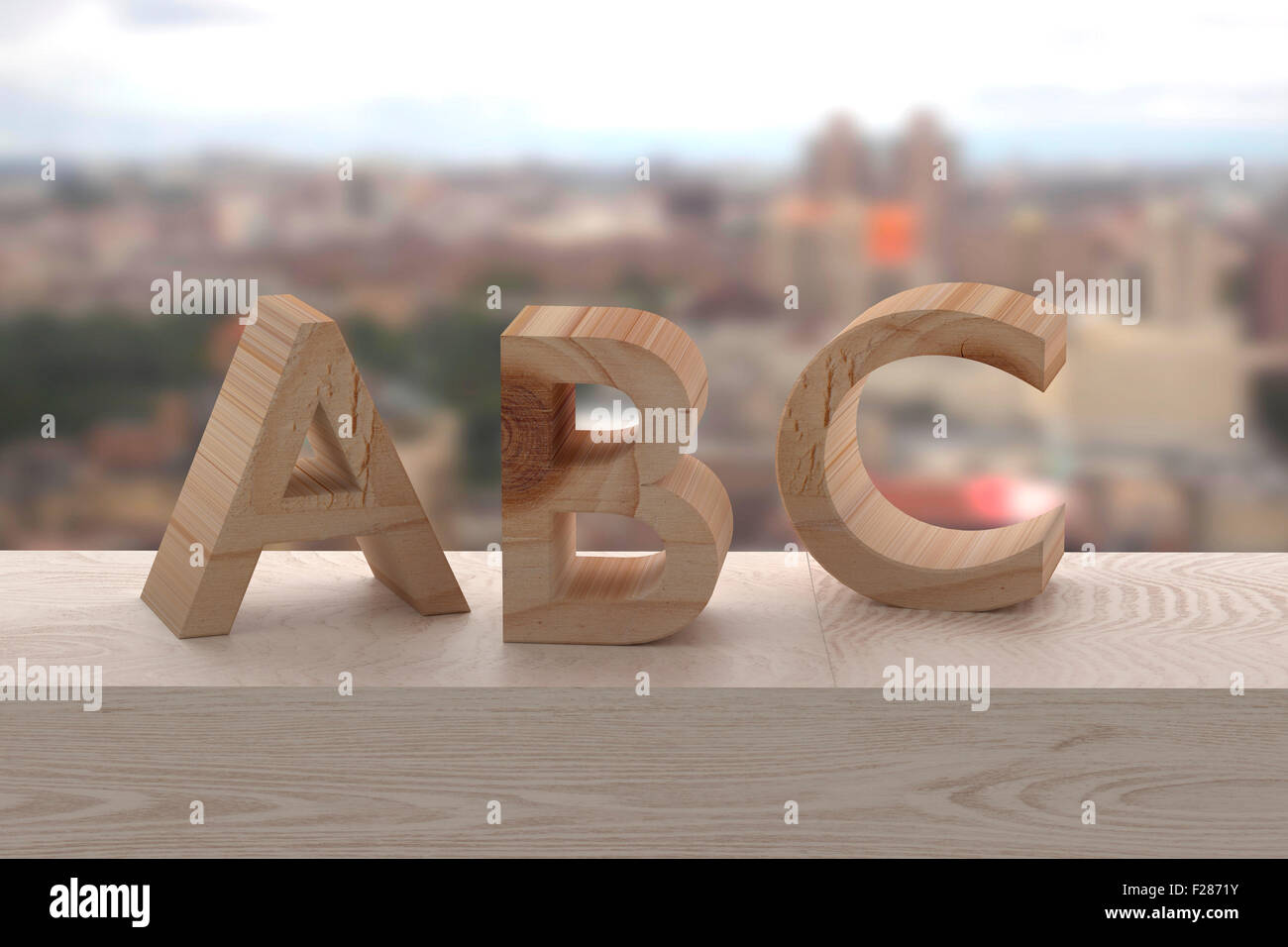 3d rendering of a wooden abc letters Stock Photo - Alamy