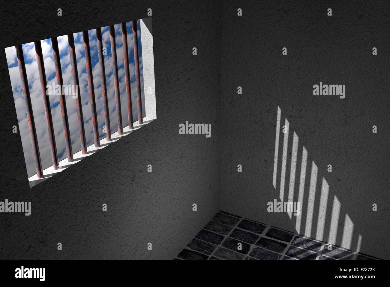 3d rendering of an old jail window Stock Photo - Alamy