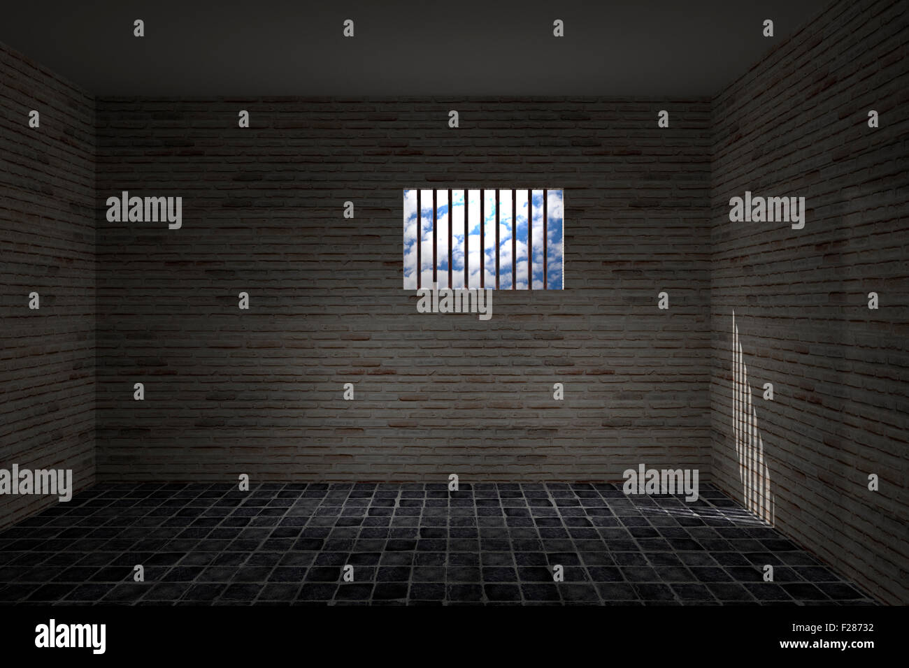 3d rendering of an old jail window Stock Photo - Alamy