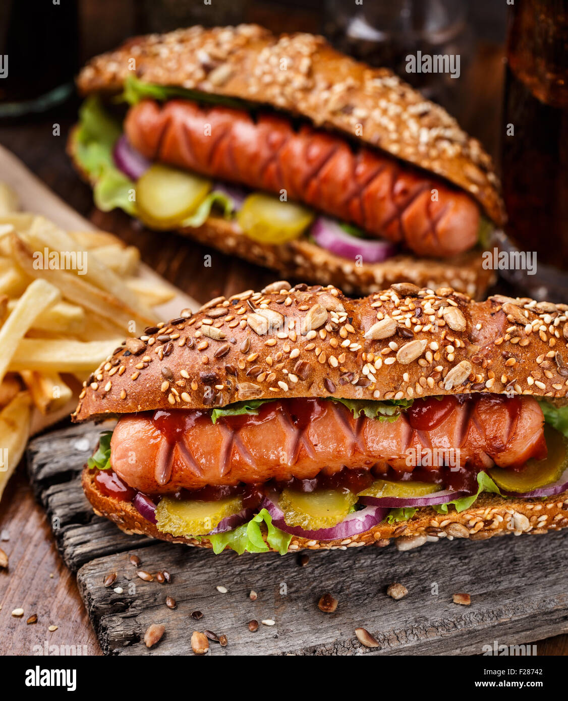 Barbecue grilled hot dog Stock Photo - Alamy