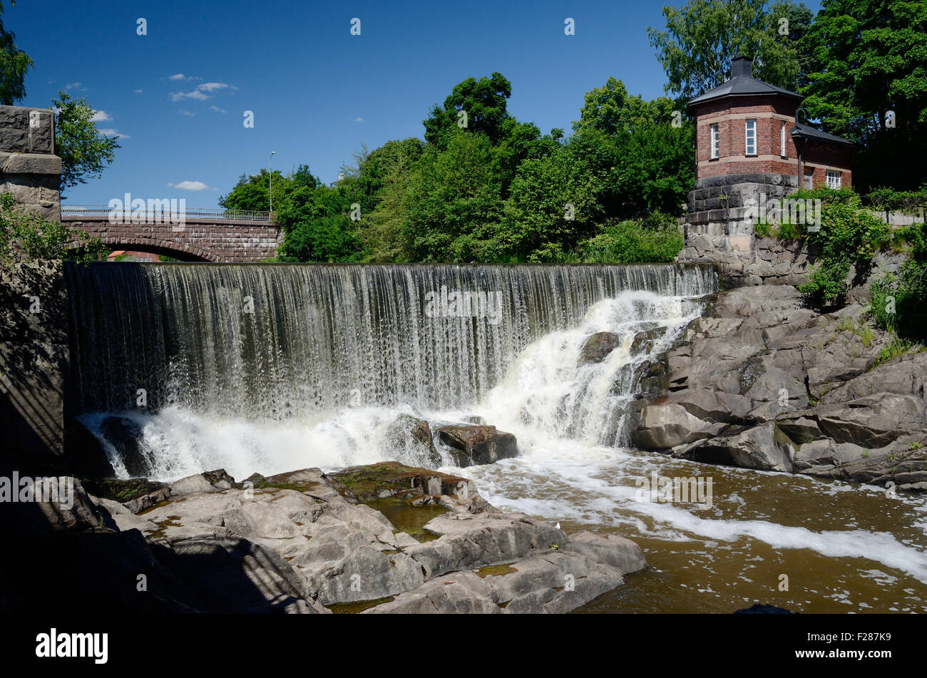 waterfall in Vanhankaupunginkoski, Helsinki, Finland, horizontal photo ...