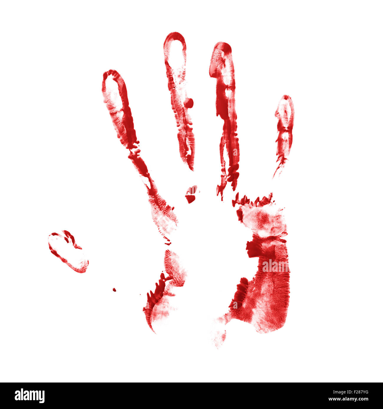Handmade hand palm oil paint print isolated over the white background ...