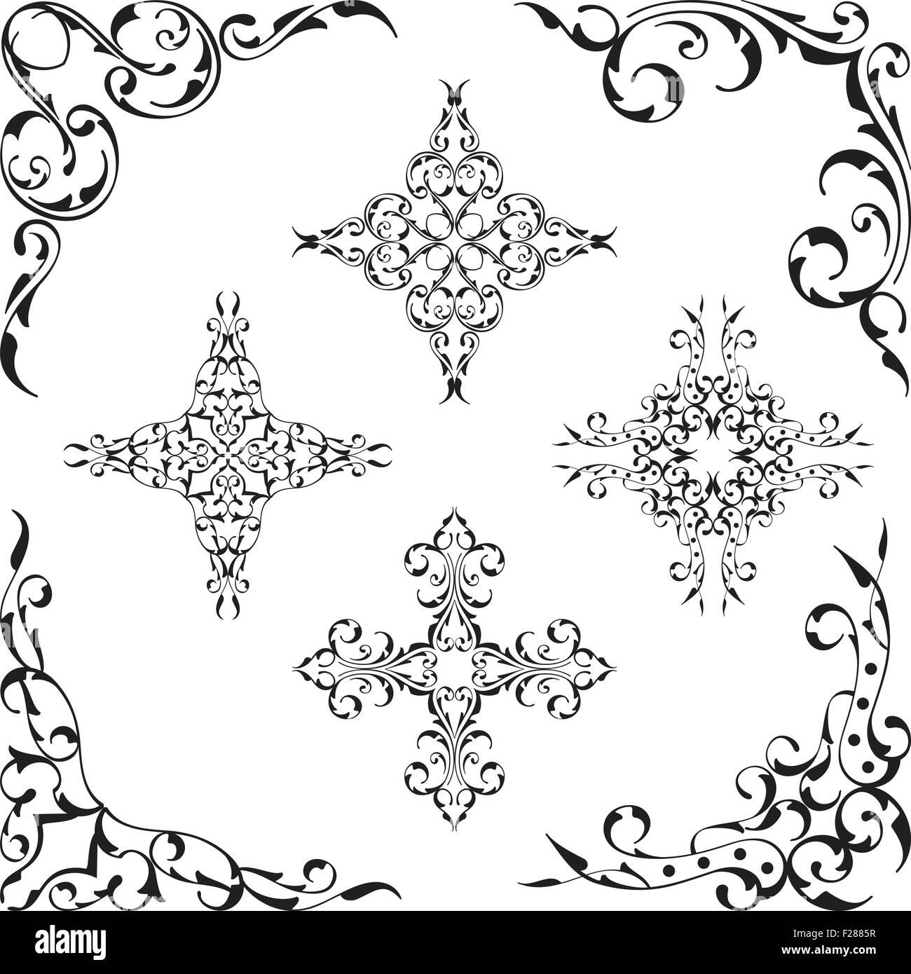 Corner cool fine set is isolated on white Stock Vector Image & Art - Alamy