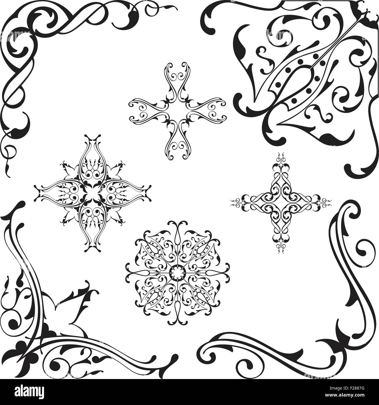Scroll baroque corners set on white Stock Vector Image & Art - Alamy