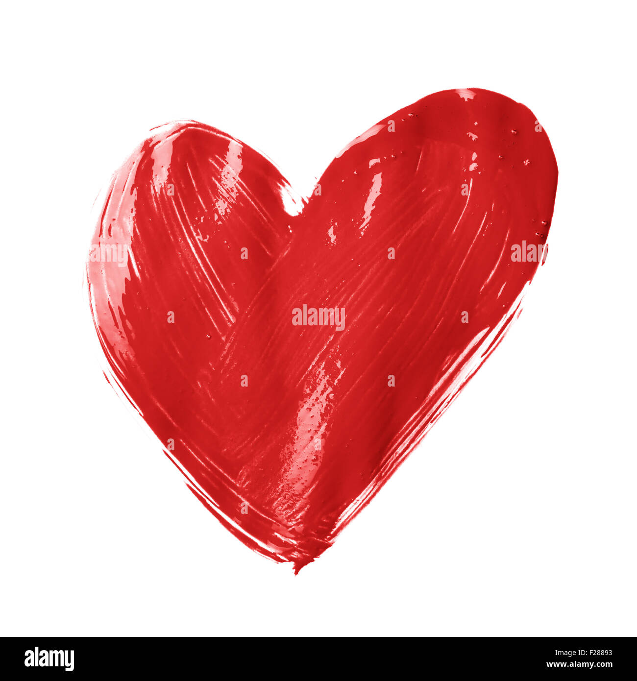 Heart shape drawn with the oil paint brush strokes, isolated over the ...
