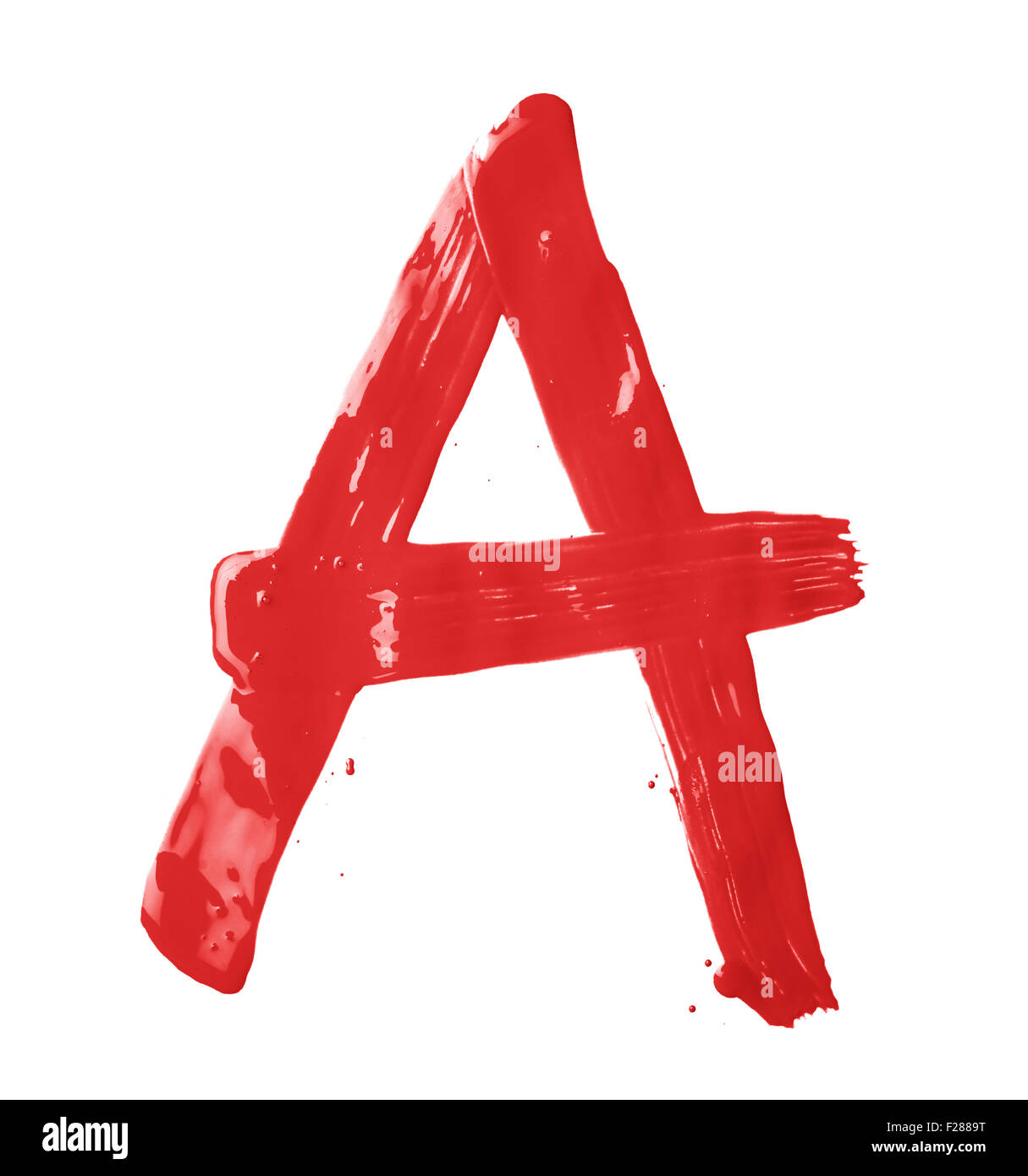 Letter A character hand drawn with the oil paint brush strokes ...