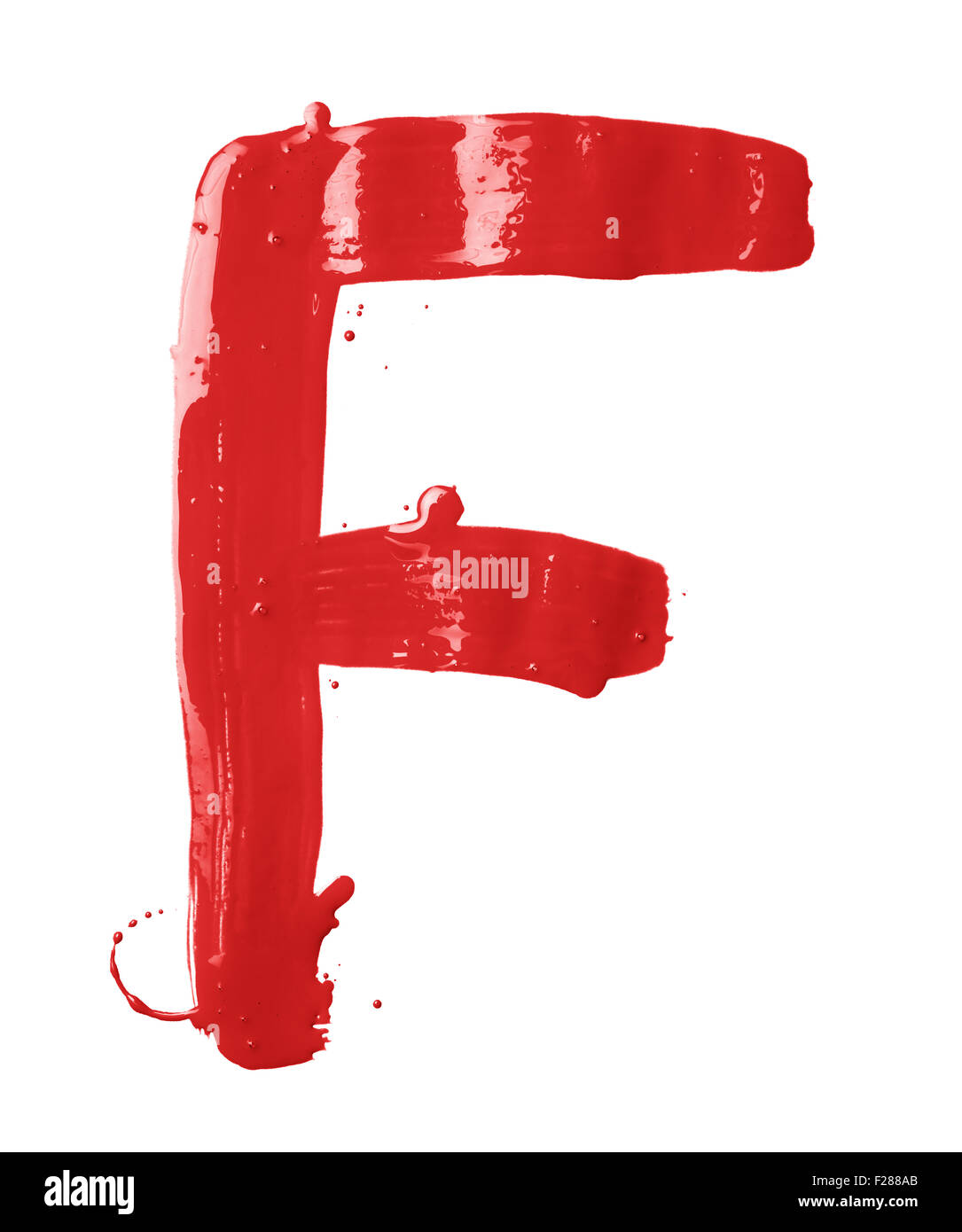 Letter F character hand drawn with the oil paint brush strokes ...