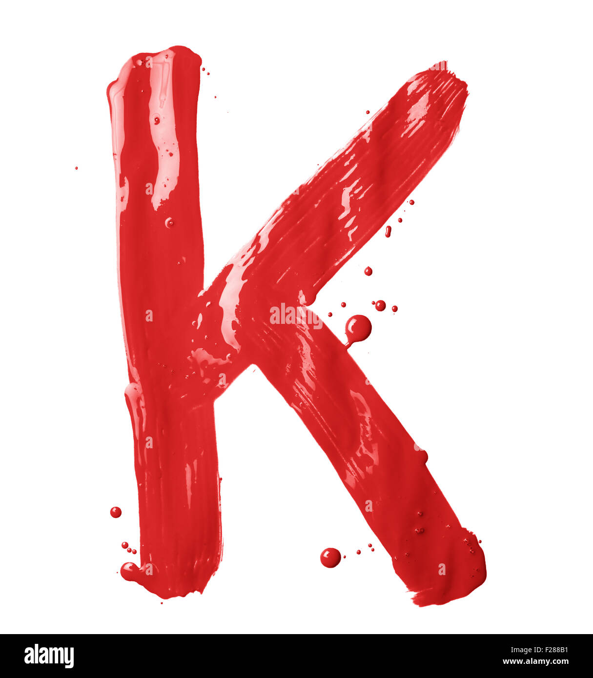 Letter K character hand drawn with the oil paint brush strokes ...