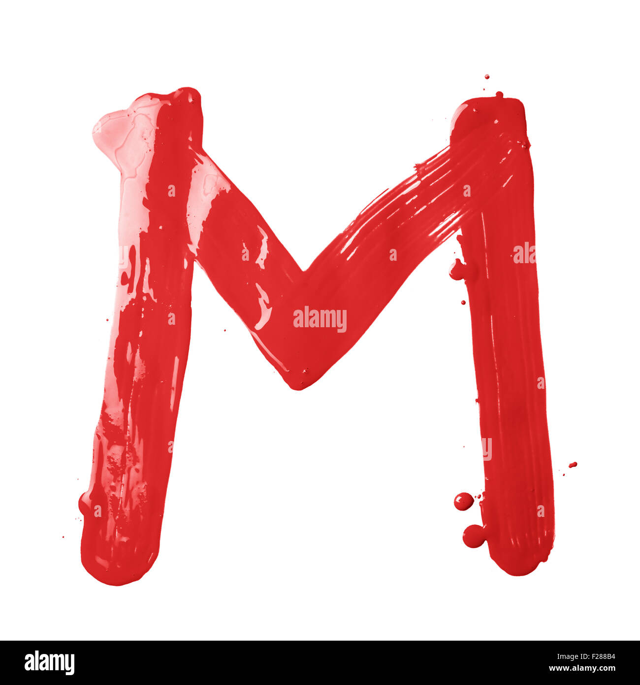 Letter M character hand drawn with the oil paint brush strokes ...