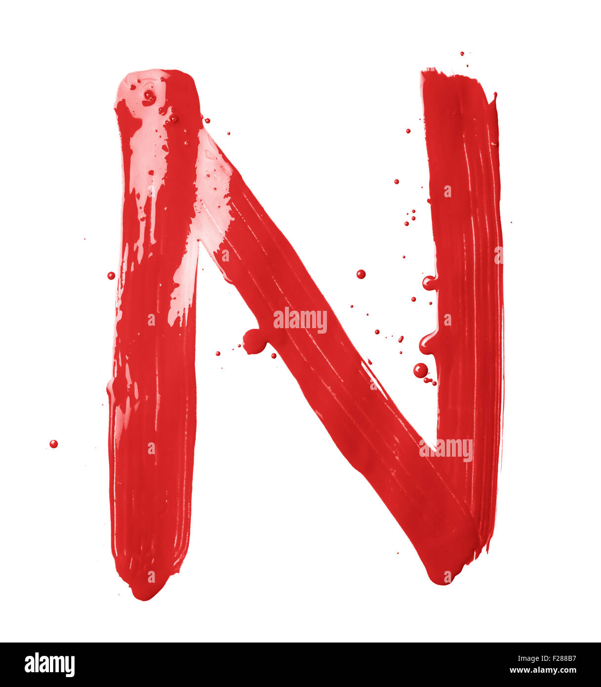 Letter N character hand drawn with the oil paint brush strokes ...