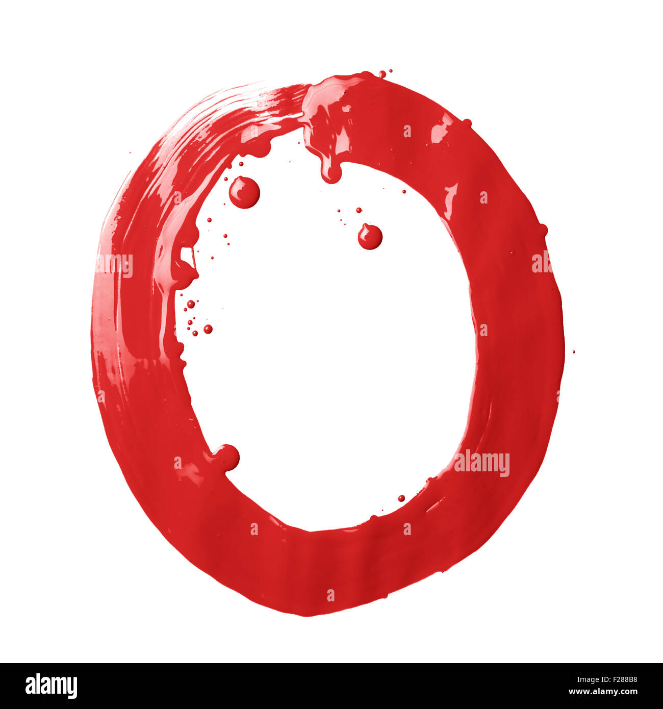 Letter O character hand drawn with the oil paint brush strokes ...
