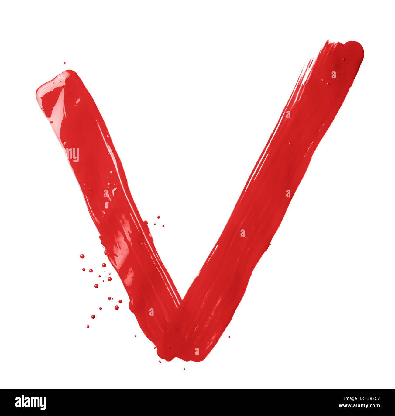 Letter V character hand drawn with the oil paint brush strokes ...