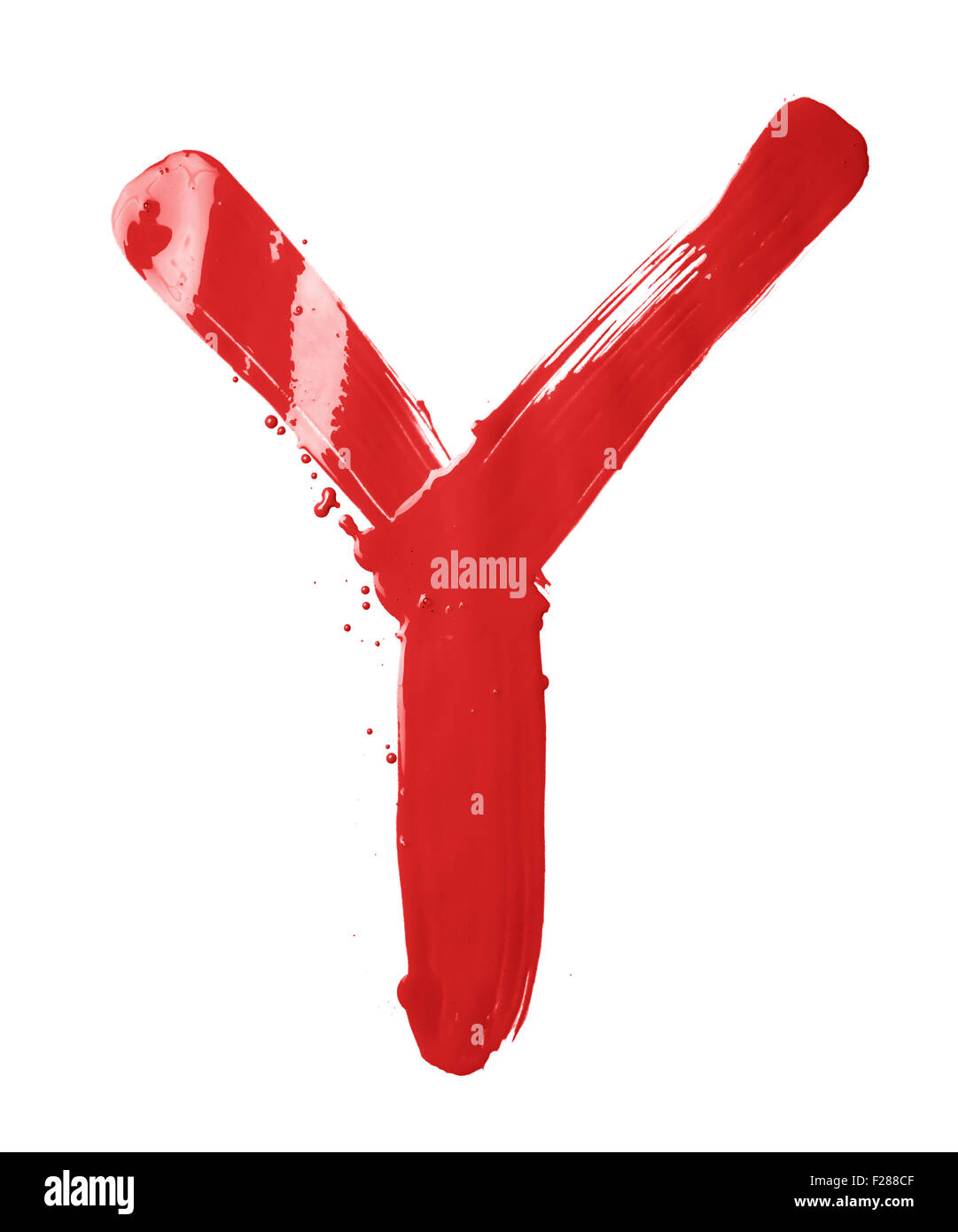 Letter Y character hand drawn with the oil paint brush strokes ...