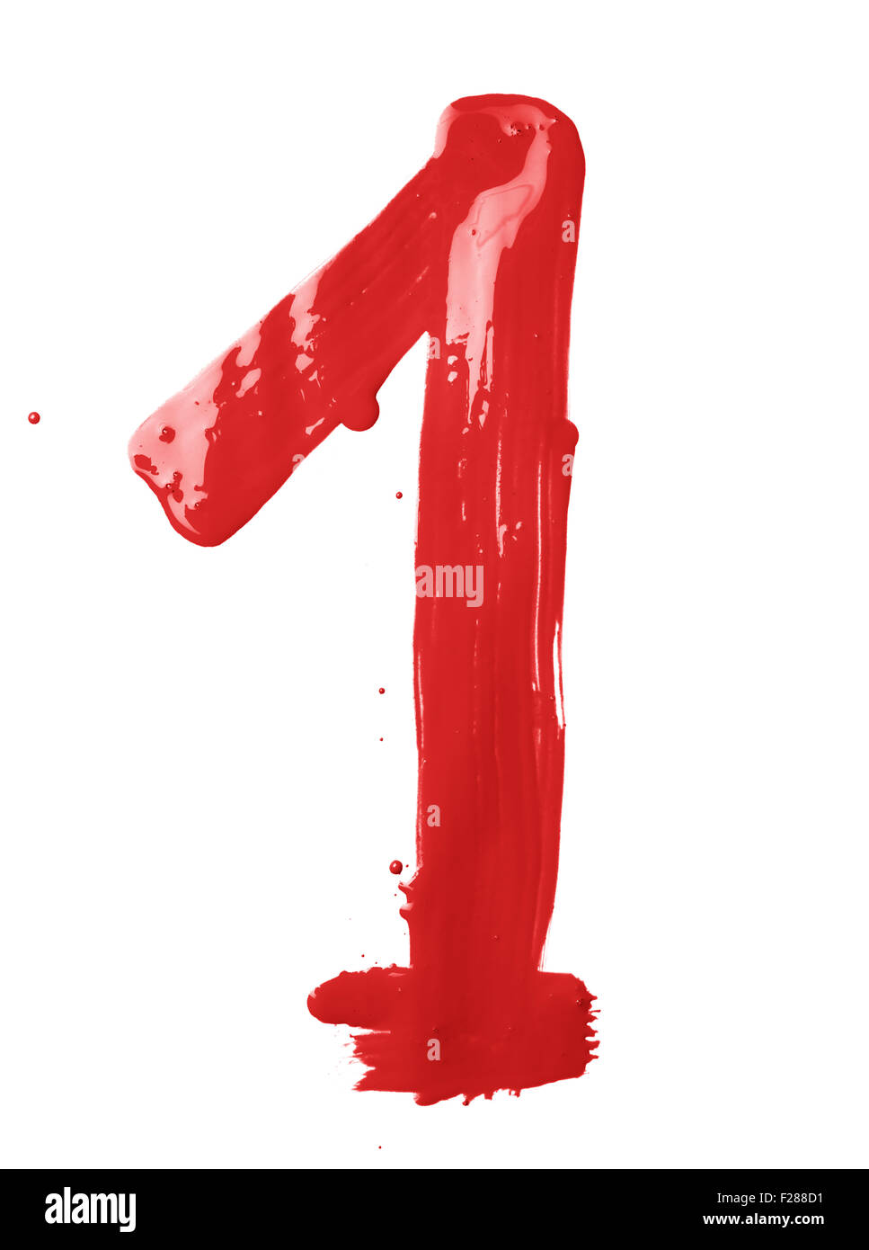 Number one digit character hand drawn with the oil paint brush strokes ...