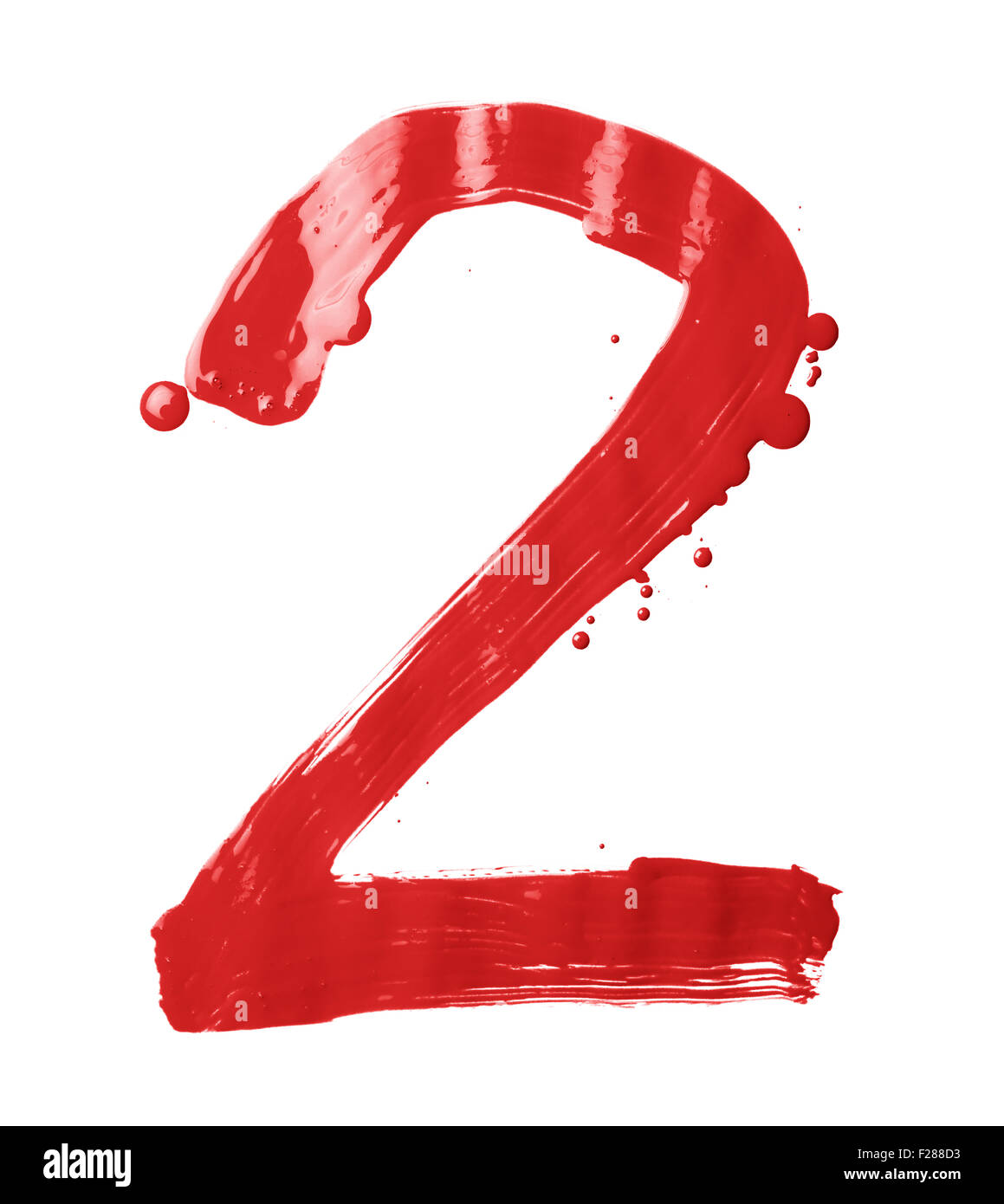 Number two digit character hand drawn with the oil paint brush strokes ...