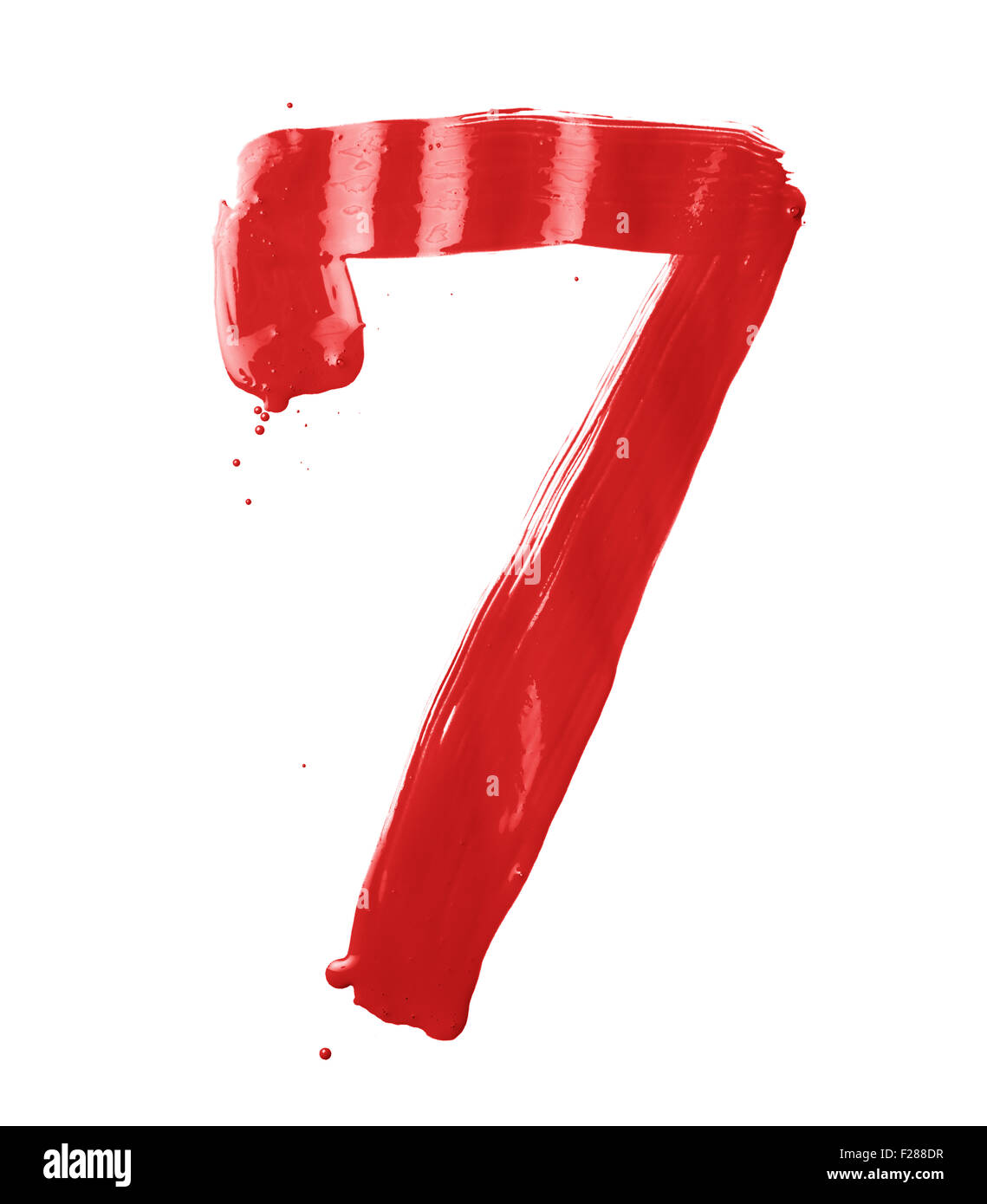 Number seven digit character hand drawn with the oil paint brush ...