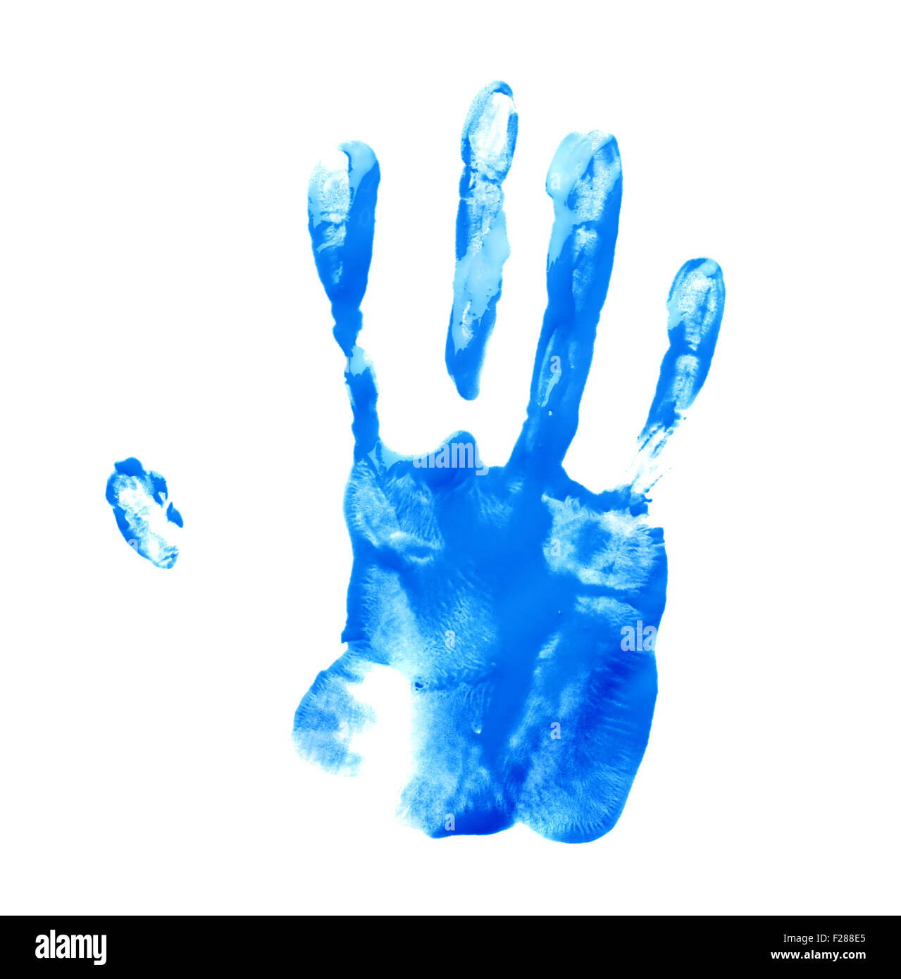 Handmade hand palm oil paint print isolated over the white background ...