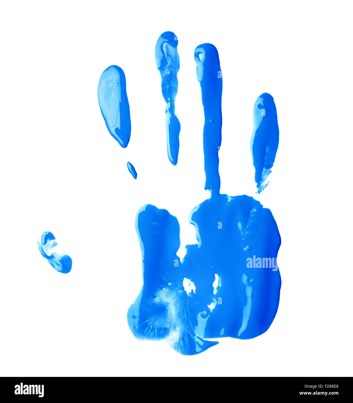 Handmade hand palm oil paint print isolated over the white background ...
