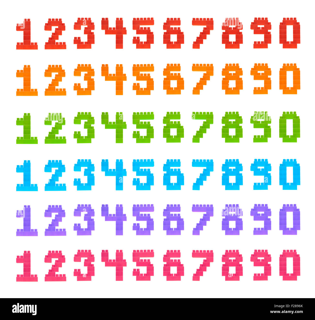 Set of numbers made of plastic toy construction building bricks ...