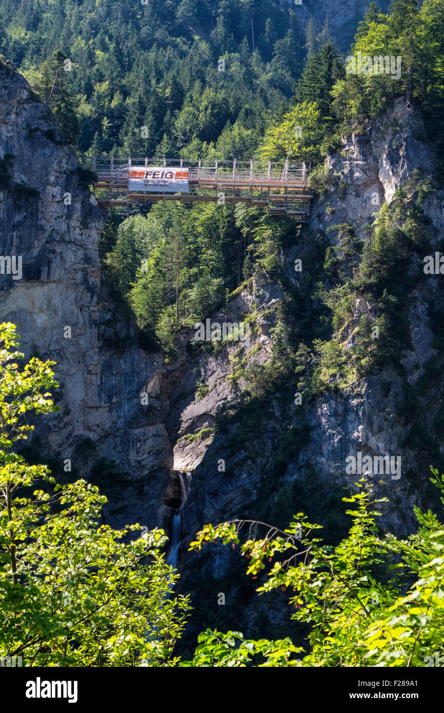 View of Marien Brücke, Mary bridge from Neuschwanstein castle, schloss ...