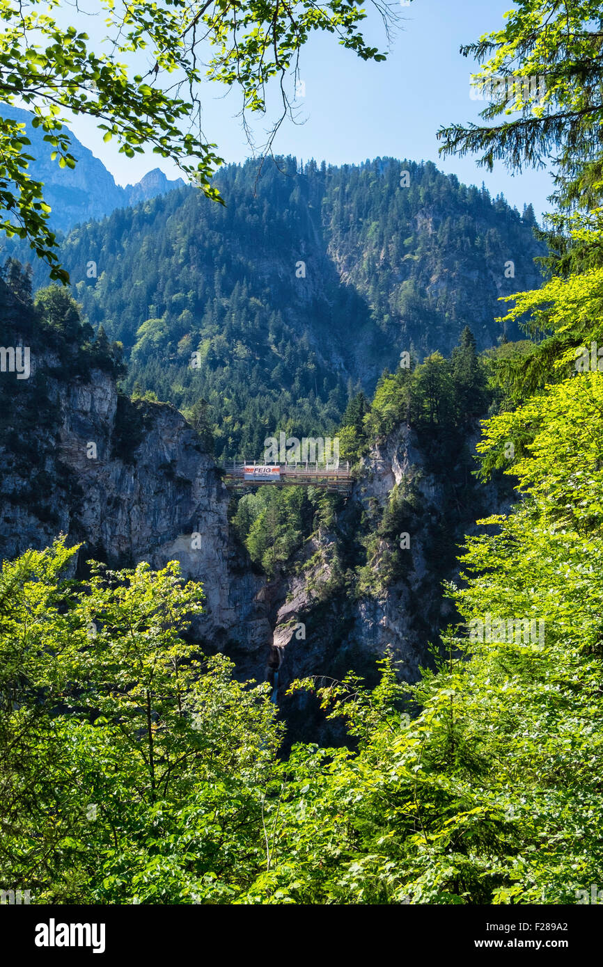 View of Marien Brücke,Mary bridge from Neuschwanstein castle, schloss ...