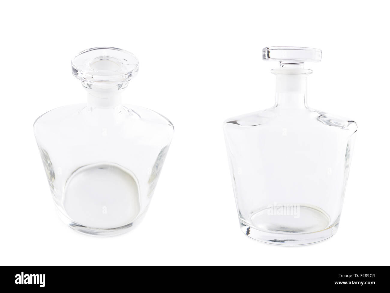 Empty glass decanter carafe for scotch, isolated over the white ...