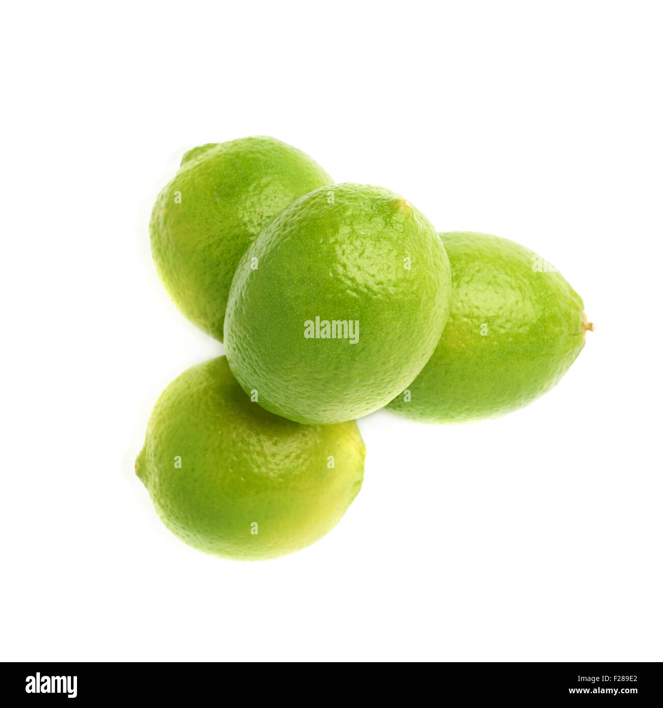 Pile of multiple ripe limes, composition isolated over the white ...
