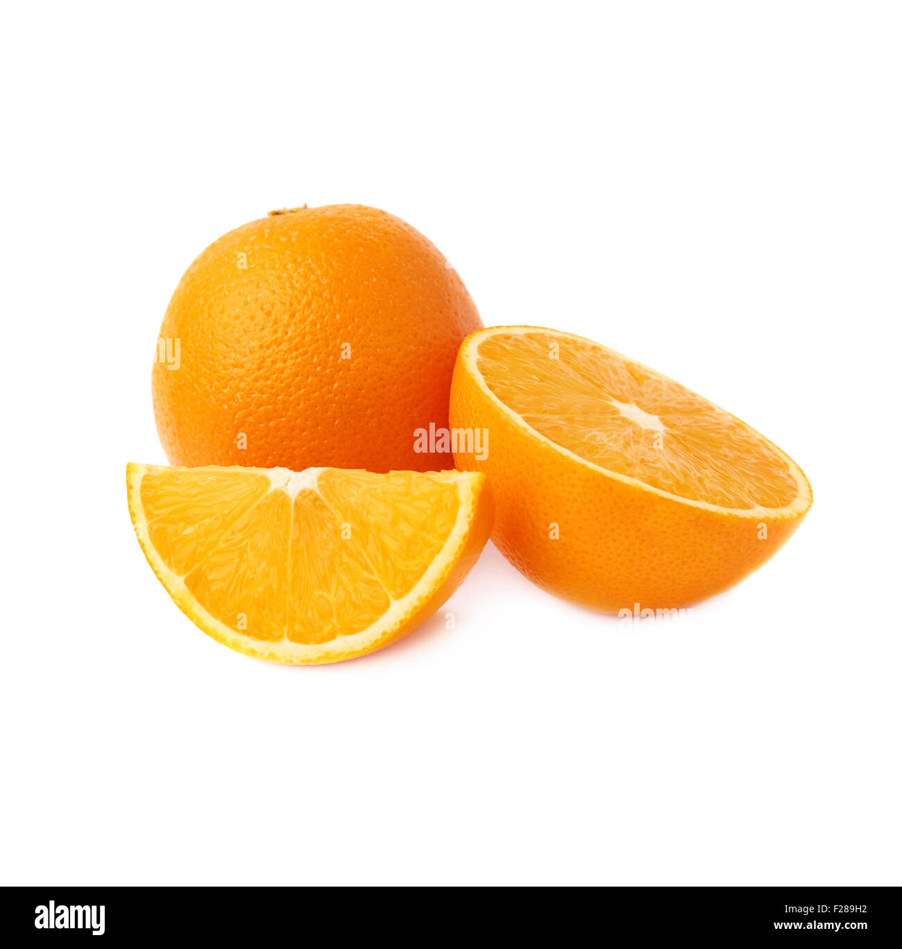 Served ripe orange fruit composition isolated over the white background ...