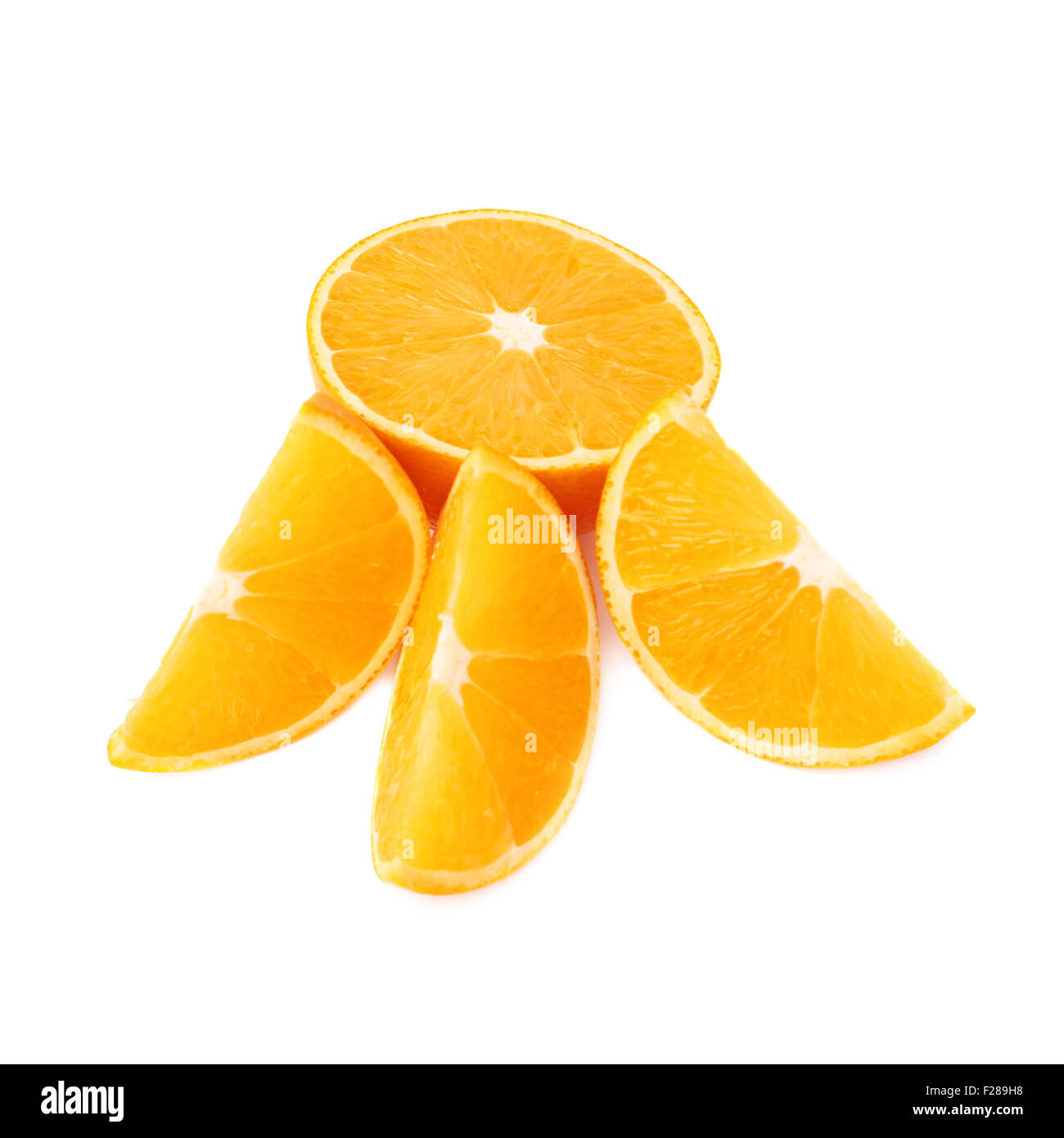 Served ripe orange fruit composition isolated over the white background ...