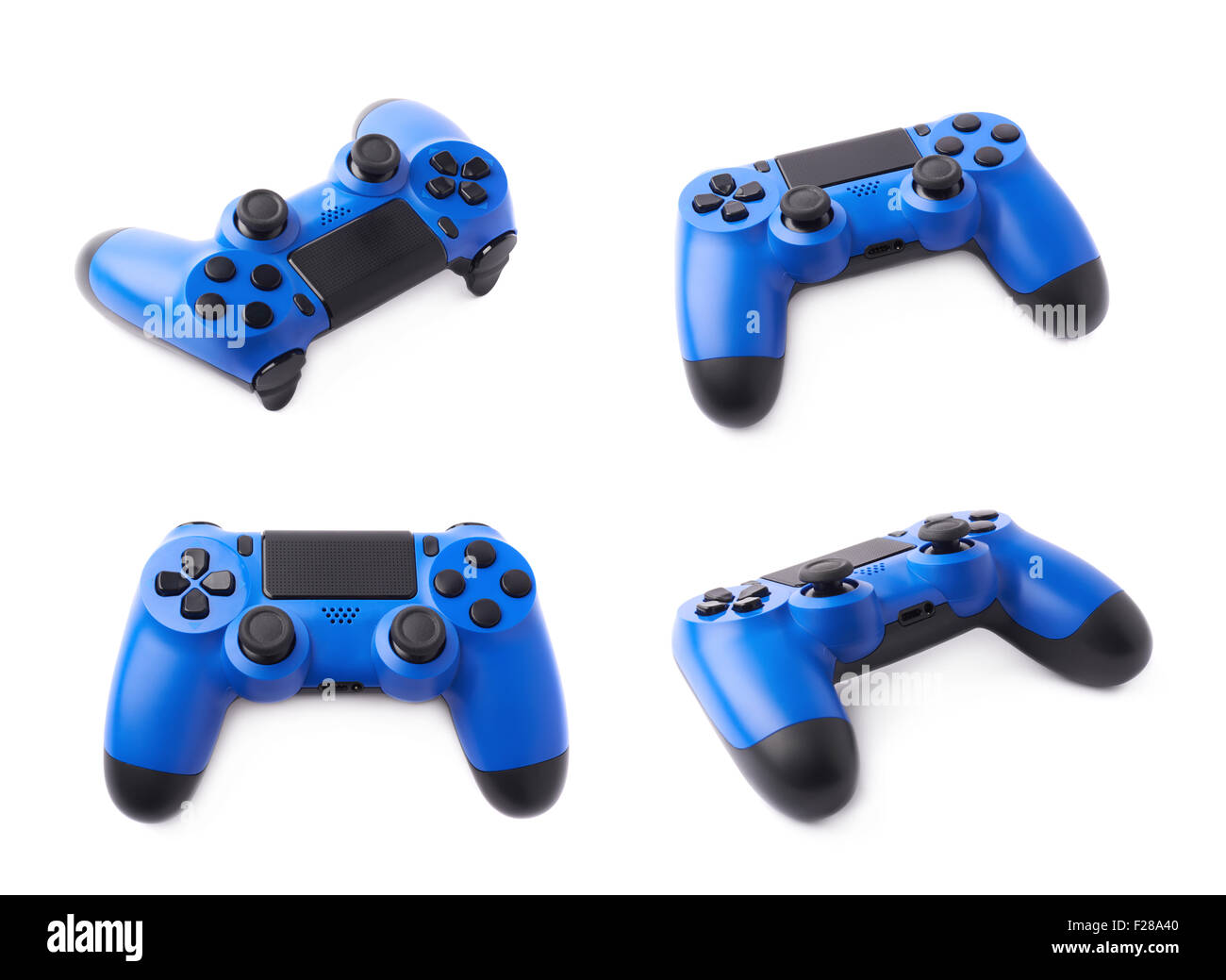 Gaming console blue plastic analog controller gamepad device isolated ...