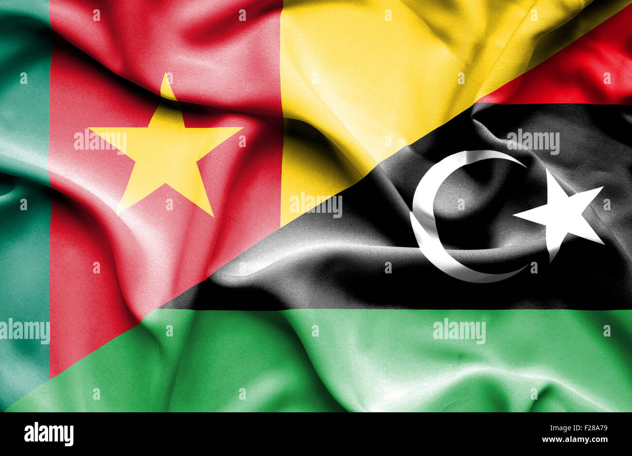 Waving flag of Libya and Cameroon Stock Photo - Alamy