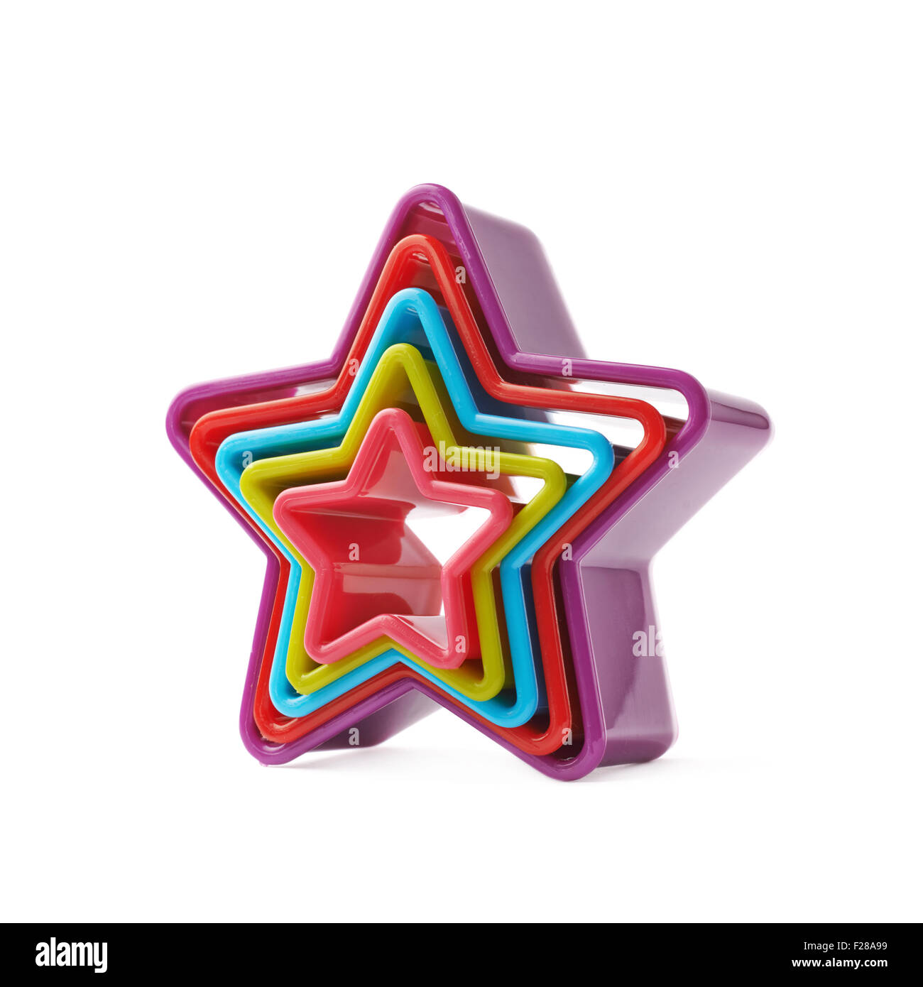 Multiple colorful star shaped set of baking molds, composition isolated ...