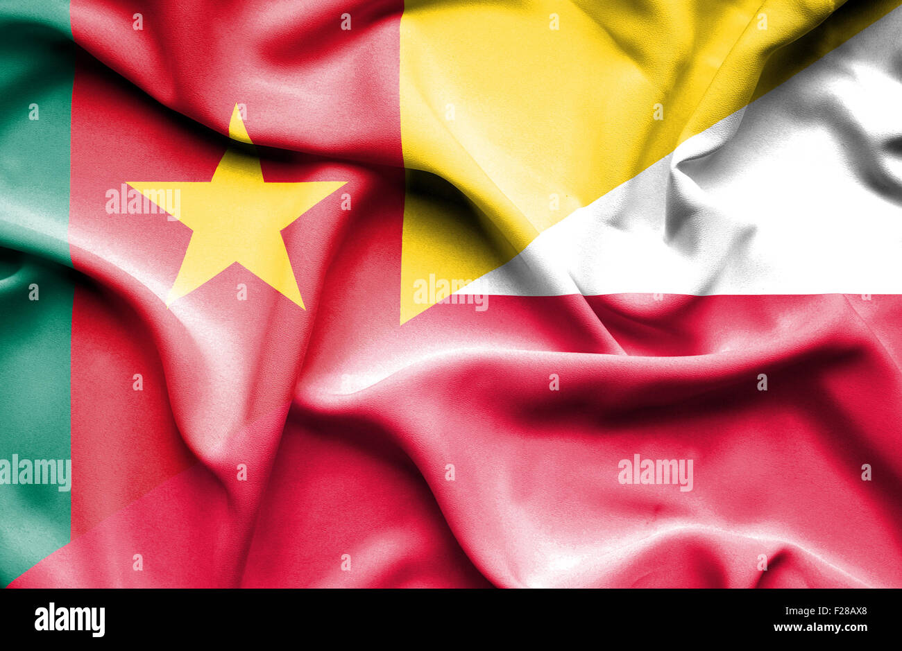 Waving flag of Poland and Cameroon Stock Photo - Alamy