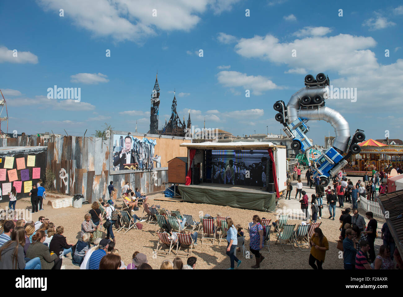 Banksy´s Dismaland Bemusement Park on the seafront in Weston-Super-Mare ...